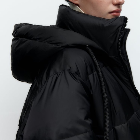 Zara | Jackets & Coats | Zara Black Water And Wind Protection Hooded ...